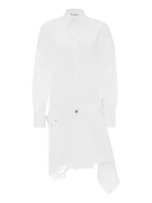 JW Anderson Distressed-finish Asymmetric Shirtdress - White