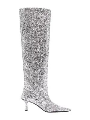 Alexander Wang Viola 60mm Glitter Long Boots - Silver
