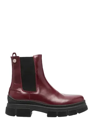 Tommy Hilfiger Leather Chelsea Boots With Chunky Sole - Red