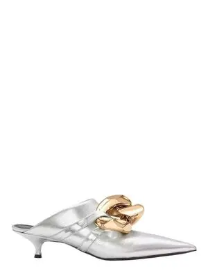JW Anderson Chain Leather Mules - Silver