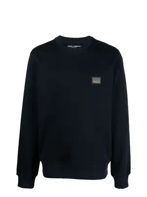 Dolce & Gabbana Logo-tag Cotton Sweatshirt - Blue