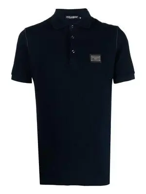 Dolce & Gabbana Dg Essentials Cotton Piqué Polo Shirt - Blue