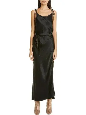 Acne Studios Dayla Crinkle Satin Wrap Dress - Black