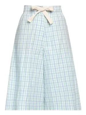 SEMICOUTURE Checked Cotton Chinos Sky Blue
