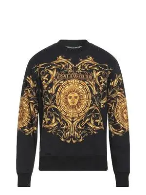 Versace Sweatshirt In French Terry With Signature Print - Black
