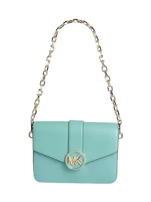 Michael Kors Leather Flap Shoulder Bag Blue