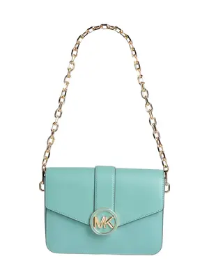 Michael Kors Leather Flap Shoulder Bag Turquoise