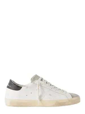 GOLDEN GOOSE Superstar Distressed Leather And Suede Sneakers - White