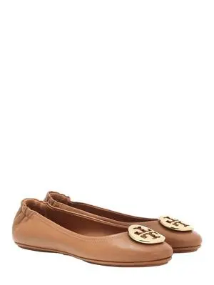 Tory Burch Minnie Travel Leather Ballerinas - Brown