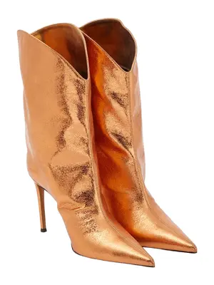 Alexandre Vauthier Leather Ankle Boots - Metallic