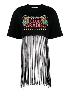MSGM Graphic-print Frayed T-shirt - Black