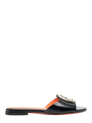 Santoni Santoni Leather Slip-On Sandals Black