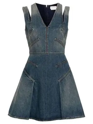Alexander McQueen Denim Mini Dress - Blue