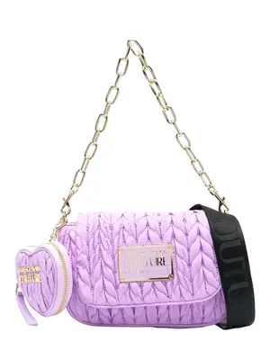 Versace Faux-leather Matelassé Shoulder Bag - Purple
