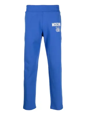 Moschino Logo-print Organic-cotton Track Pants - Blue