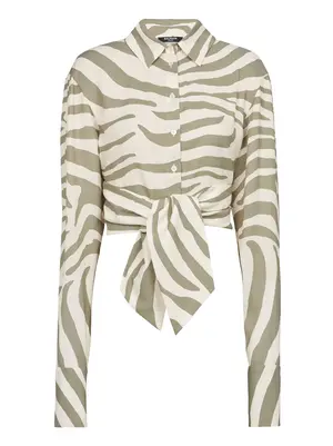 Balmain Animal-print Tie-waist Shirt - Neutrals