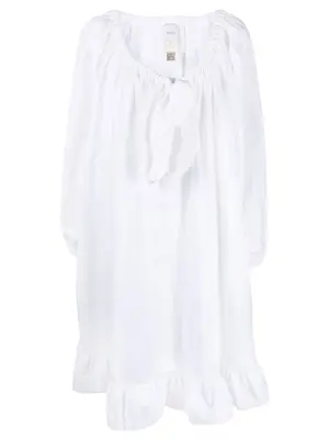 PATOU Tie-neck Peplum Dress - White