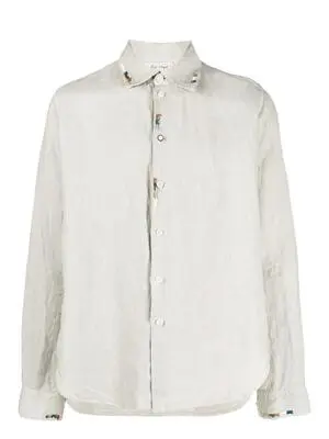 Nick Fouquet Embroidered-detail Linen Shirt - Neutrals