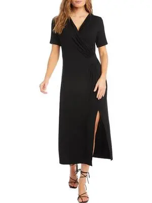 Karen Kane Faux Wrap Midi Dress - Black