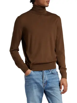 TOM FORD TOM FORD Fine Gauge Merino Wool Turtleneck Sweater Wood