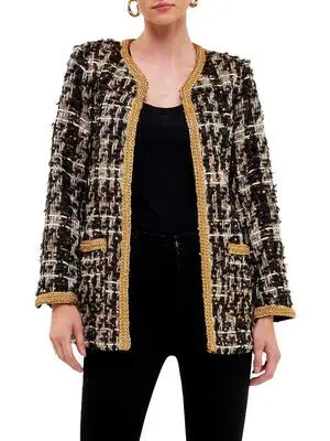 Endless Rose Sequin Tweed Jacket - Black Multi
