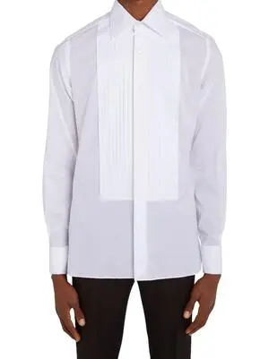 TOM FORD Slim Fit Poplin Tuxedo Shirt - Optical White