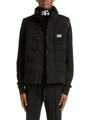 Dolce & Gabbana Logo Plaque Quilted Vest - Black