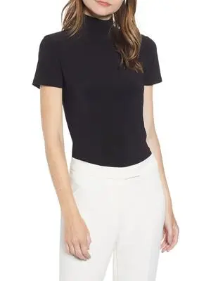 Anne Klein Short Sleeve Mock Neck Top - Anne Black