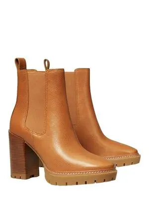 Tory Burch Carson Lug Sole Ankle Boots - Toasted Caramel