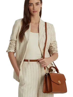 Ralph Lauren Leather Farrah Satchel - Lauren Tan