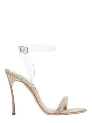 Casadei 109mm Glittered Leather Sandals - Gold