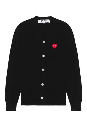 Play Comme Des Garcon Invader Cardigan - Black
