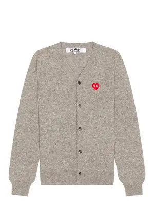 Play Comme Des Garcon COMME Des GARCONS PLAY Invader Cardigan Light Grey