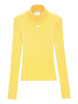 COURREGES Ribbed-knit Top - Yellow