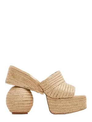 Cult Gaia Sculpted-heel Braided Raffia Espadrilles - Neutrals