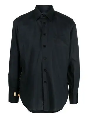 BILLIONAIRE Silver Cut Cotton Shirt - Black