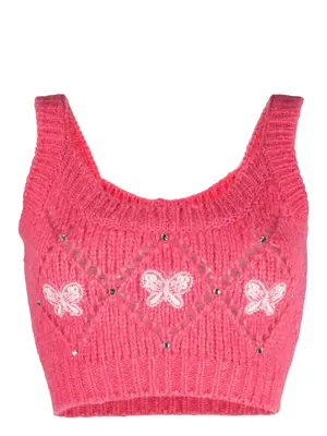 Alessandra Rich Sleeveless Knitted Top - Pink