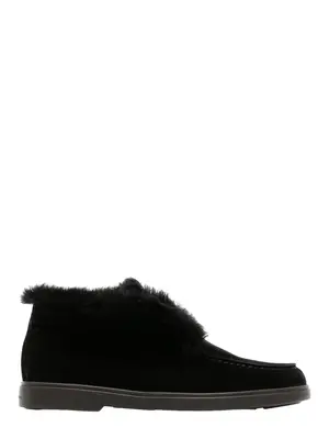 Santoni Slip-On Shearling Loafers Black