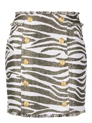 Balmain Zebra Print Miniskirt - White