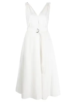 BRUNELLO CUCINELLI Brunello Cucinelli Belted V-Neck Dress
