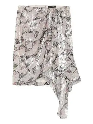 Isabel Marant Mini Silk Lurex Asymmetric Skirt - Grey