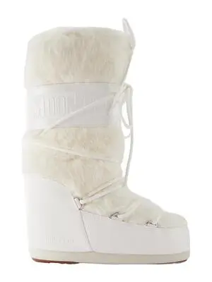 Moon Boot Icon Faux Fur And Faux Leather Snow Boots - White