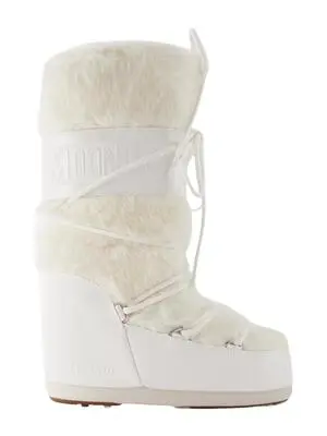 Moon Boot Icon Faux Fur And Faux Leather Snow Boots - White
