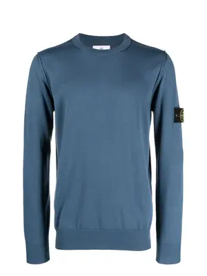 Stone Island Logo-patch Crew Neck Sweatshirt - Blue