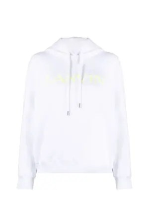 LANVIN Embroidered-logo Cotton Hoodie - White