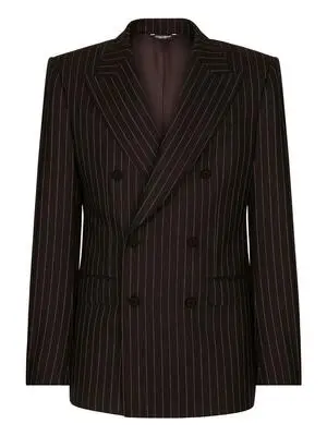 Dolce & Gabbana Sicilia-fit Pinstriped Double-breasted Blazer - Black