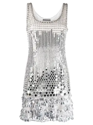 Alberta Ferretti Sequin-embellished Minidress - Grey