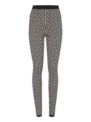 Balmain Monogram-print High-waisted Leggings - Black