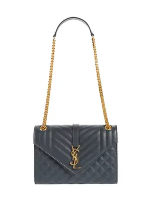 Saint Laurent Medium Cassandra Quilted Envelope Bag Dark Smoke