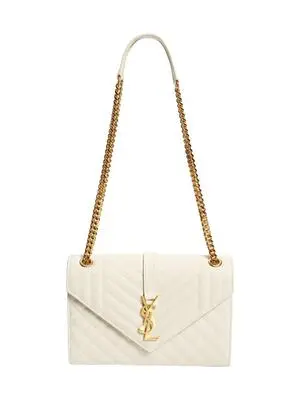 Saint Laurent Cassandra Quilted Envelope Bag - Ivory